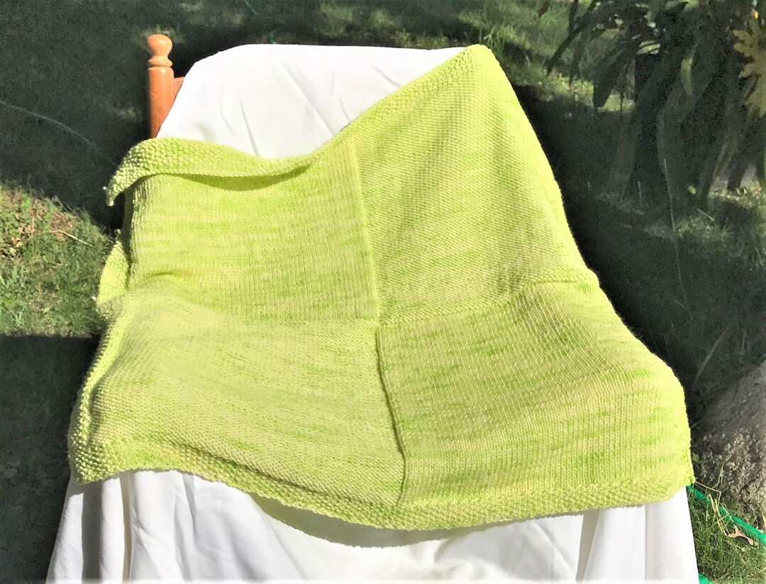 Baby Blanket Hand Knit Light Green Merino Superwash Wool Crib Stroller ...