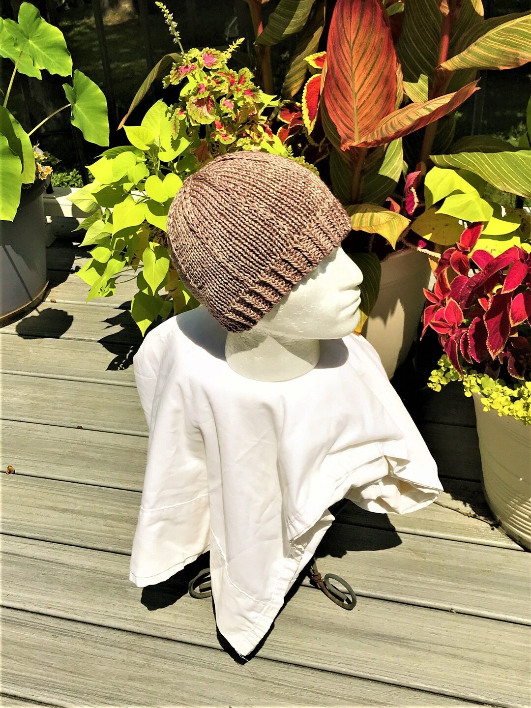 Hat Men's Hand Knit Tonal Tan Merino Wool Beanie Watch Cap - Etsy