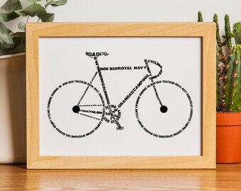 Personalised Bike / Cycling Word Art Gift | Etsy