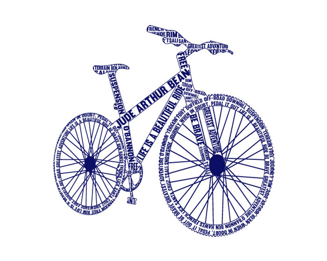 Personalised Mountain Bike Word Art Gift | Etsy