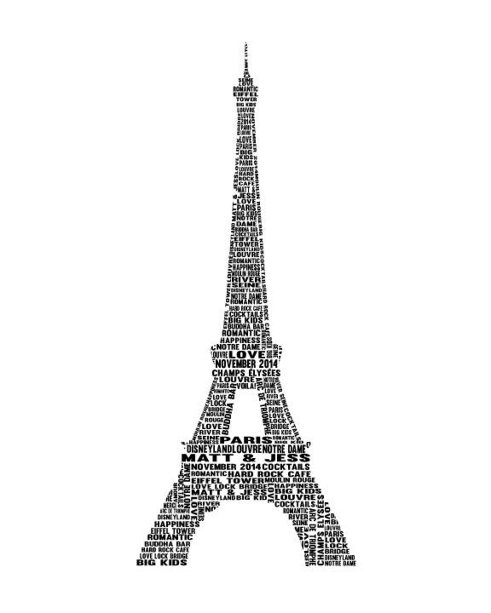 Personalised Eiffel Tower Word Art Gift | Etsy