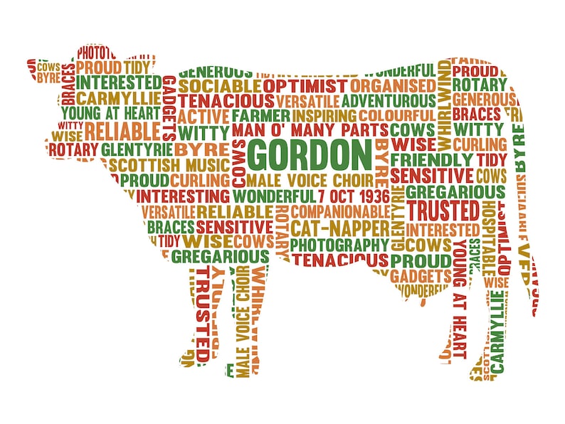 Personalised Cow Word Art Gift - Etsy UK
