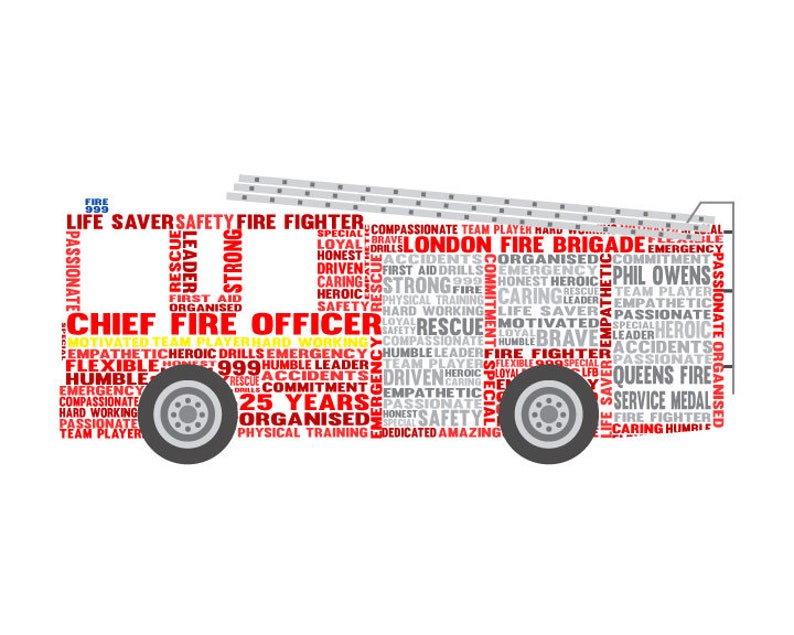 Personalised Fire Engine Word Art Gift | Etsy