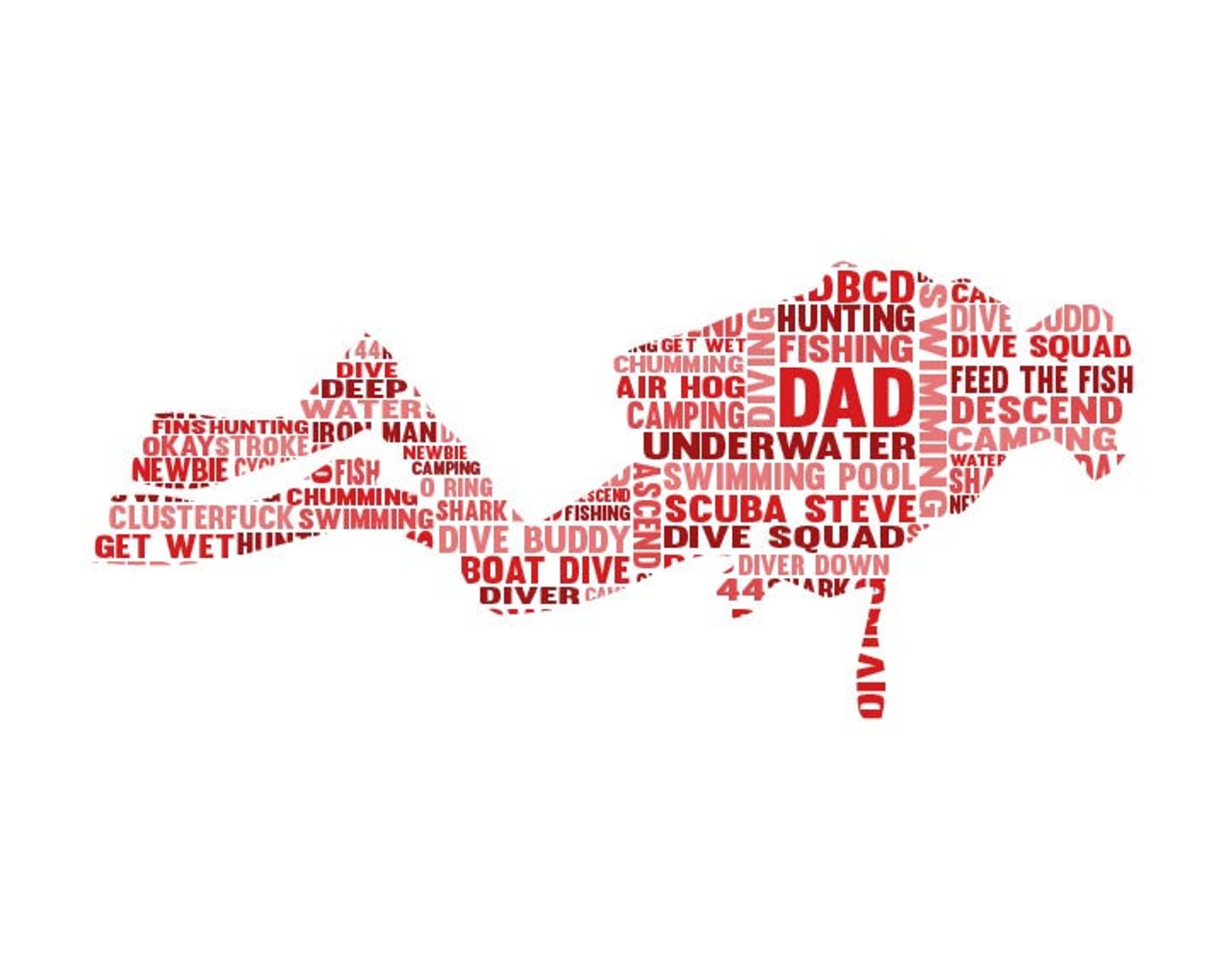 Personalised Diving Birthday Father's Day Word Art Gift - Etsy UK