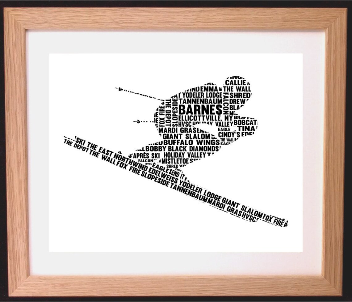 Personalised Skier Skiing Word Art Gift - Etsy