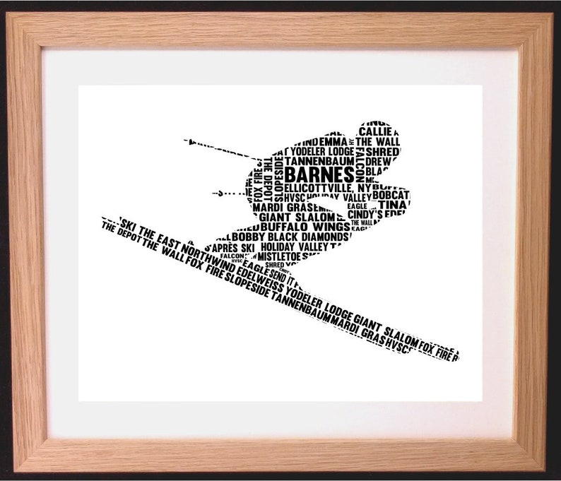 Personalised Skier Skiing Word Art Gift - Etsy