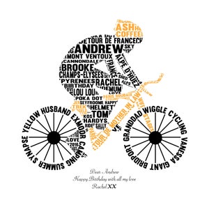 Personalised Bike / Cycling Word Art Gift - Etsy