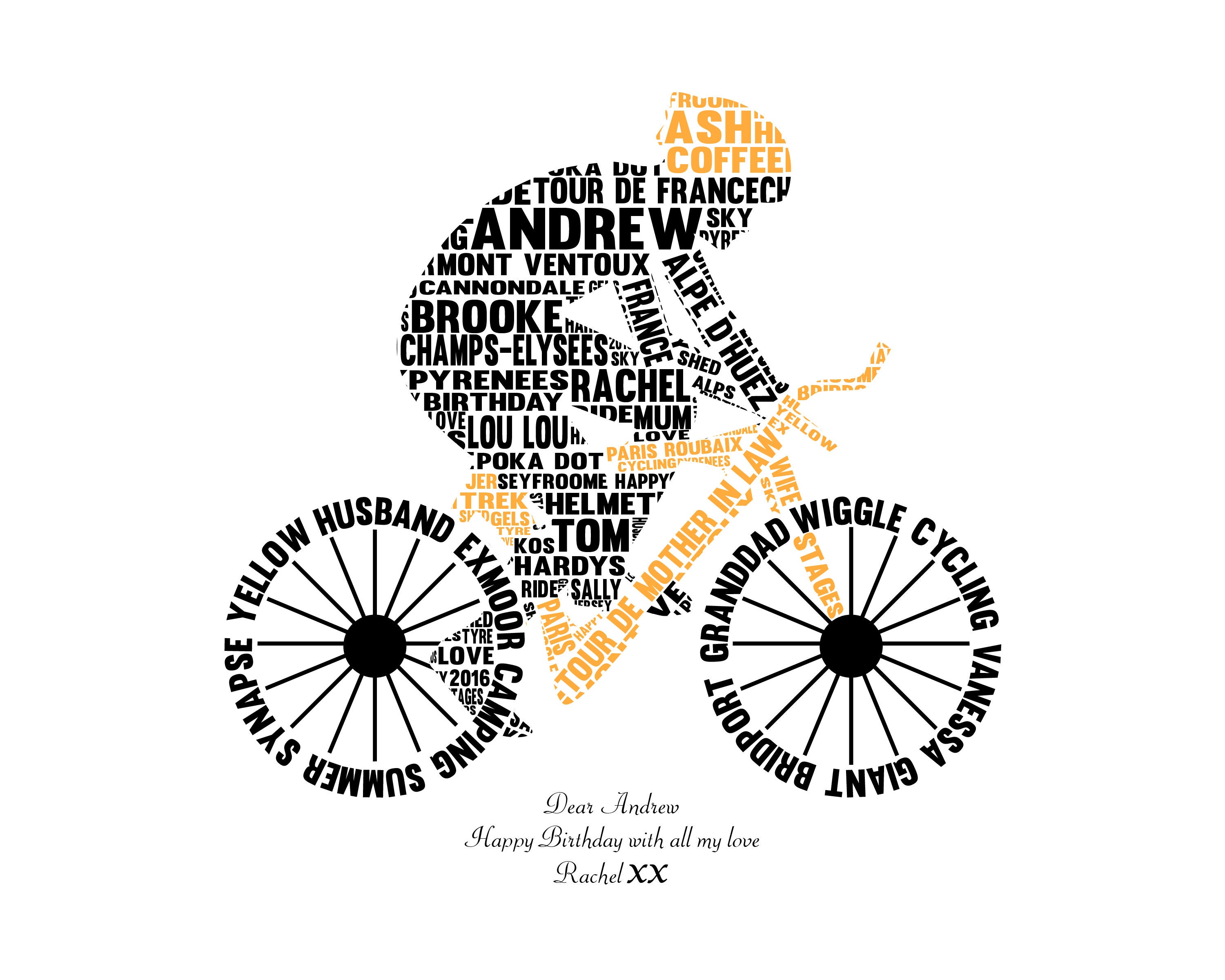 Personalised Bike / Cycling Word Art Gift - Etsy UK