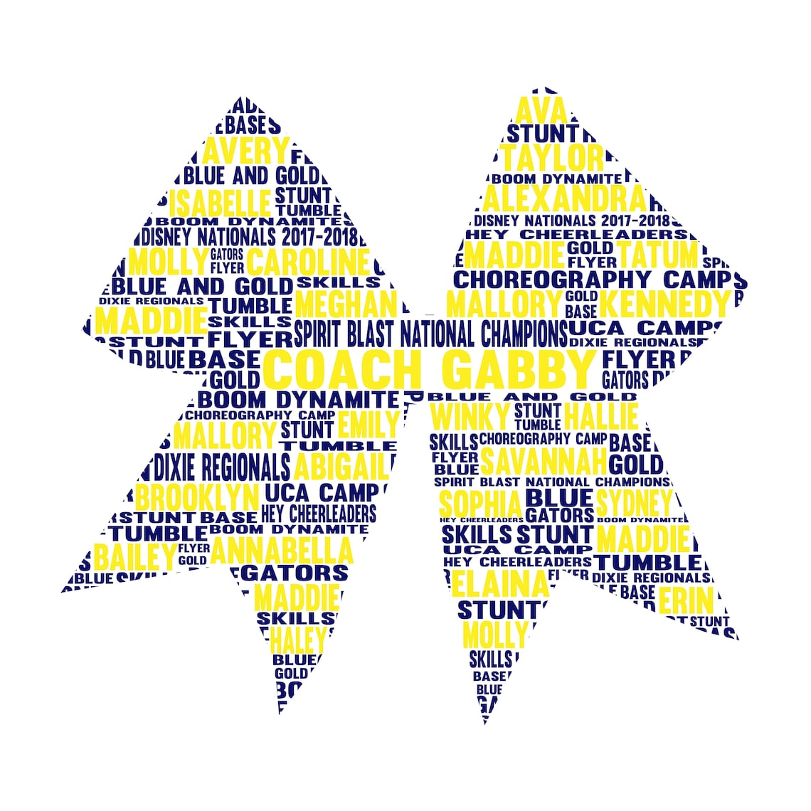Personalised Cheerleader Bow Word Art Gift - Etsy