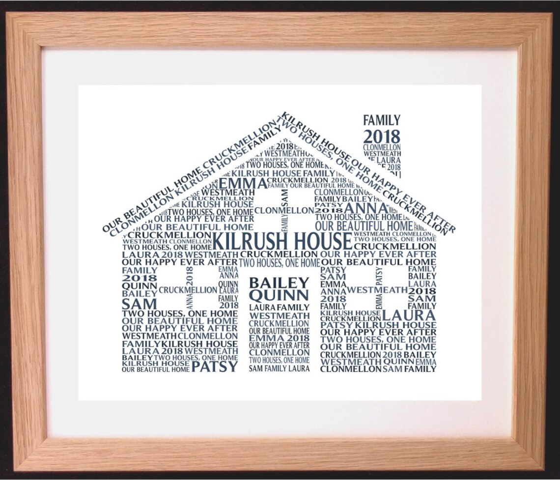 Personalised House Shaped Word Art Gift - Etsy