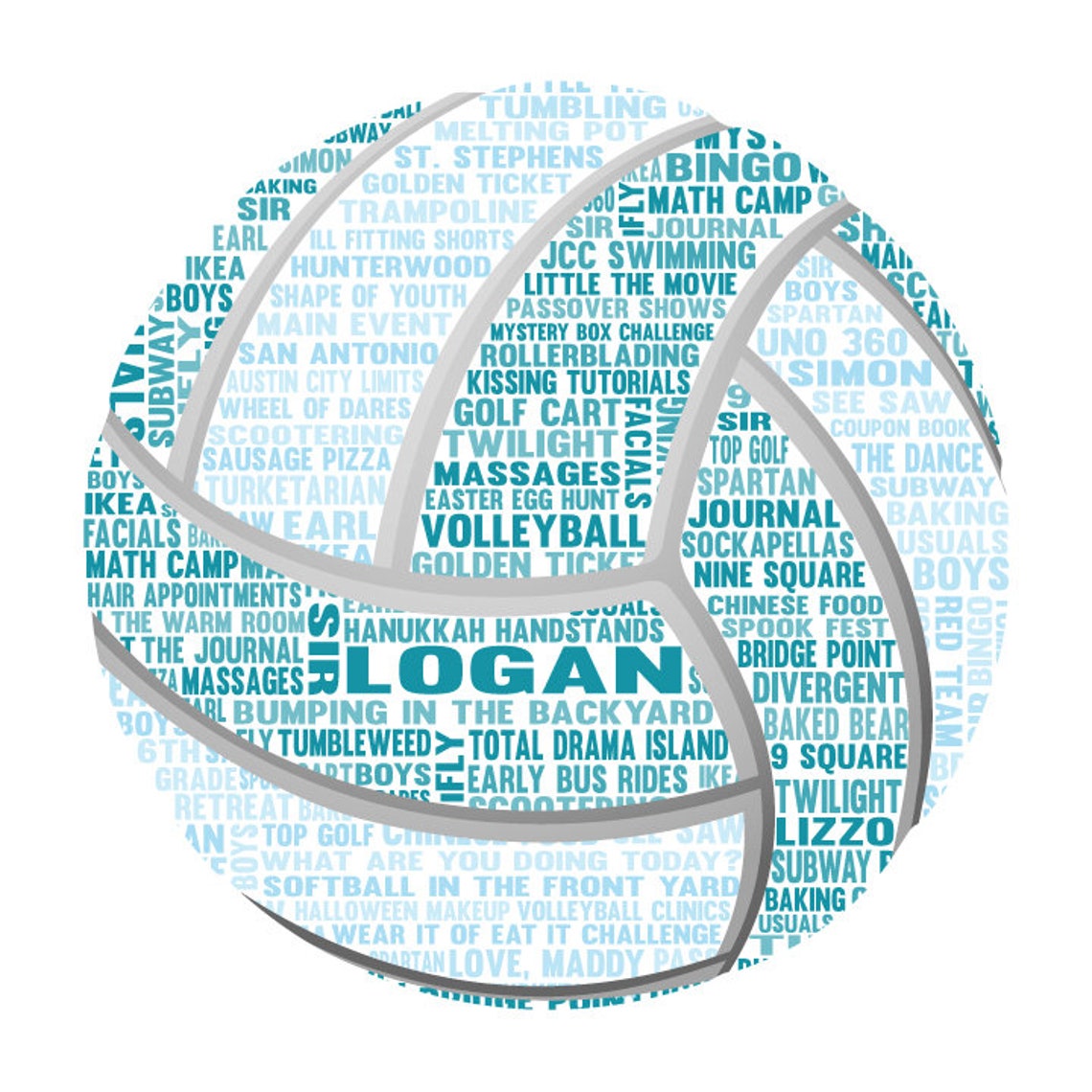 Personalised Volleyball Word Art Gift - Etsy