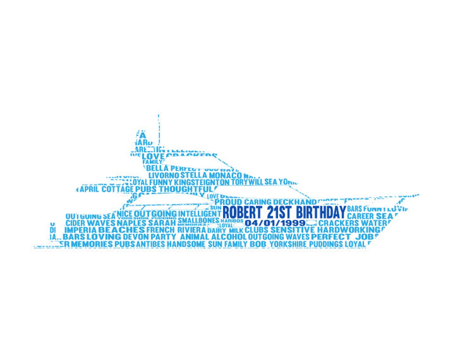 Personalised Yacht Word Art Gift - Etsy