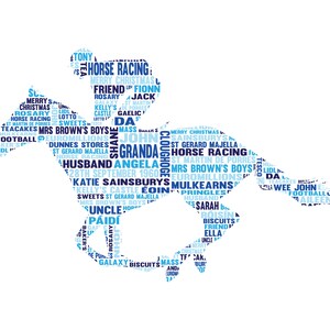 Personalised Race Horse and Jockey Word Cloud Art Gift - Etsy