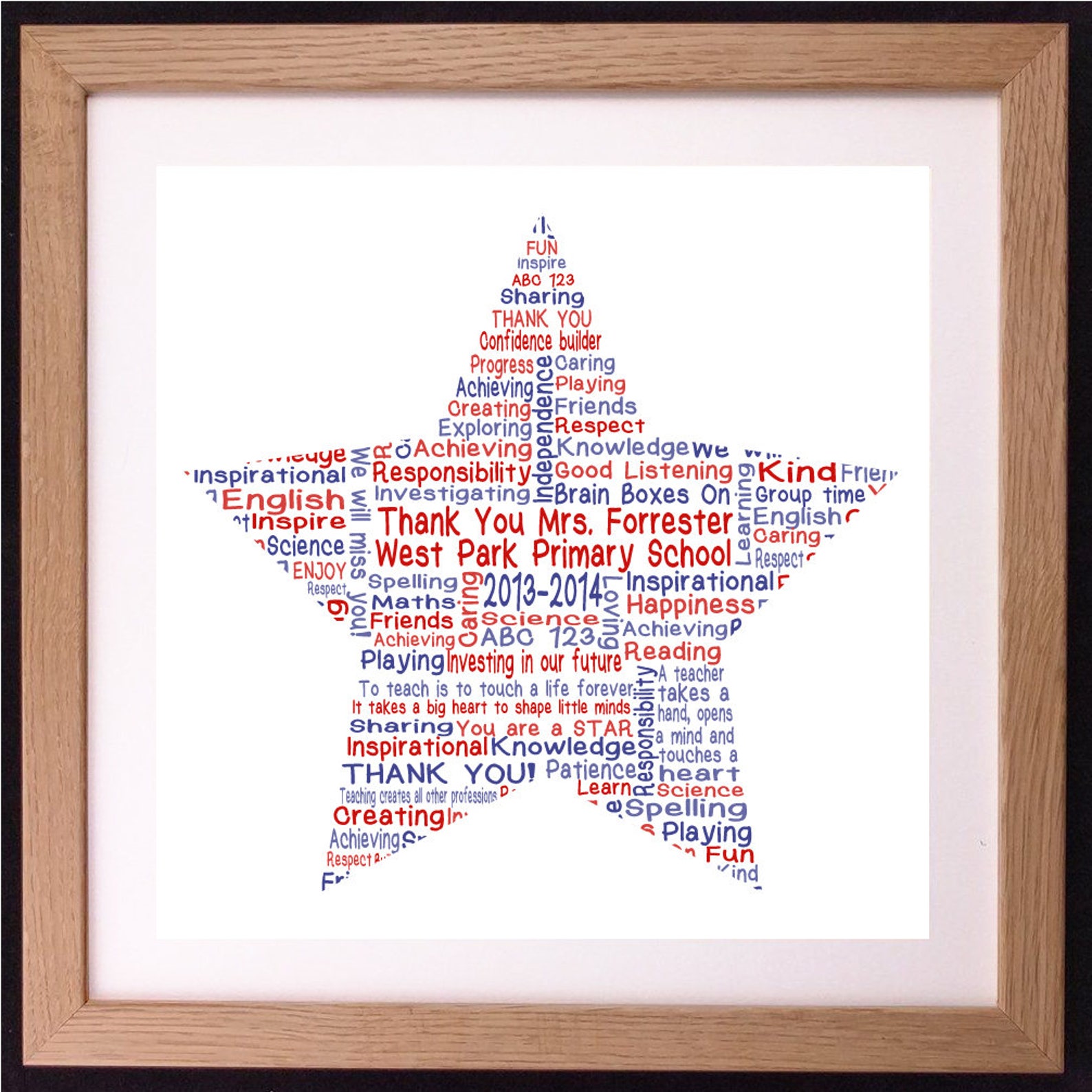 Personalised Star Shaped Teacher Appreciation Word Art Gift - Etsy