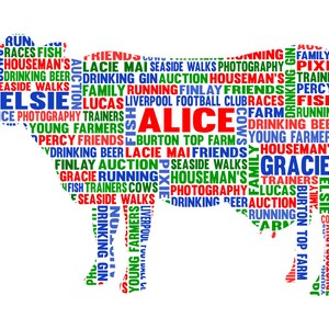 Personalised Cow Word Art Gift - Etsy