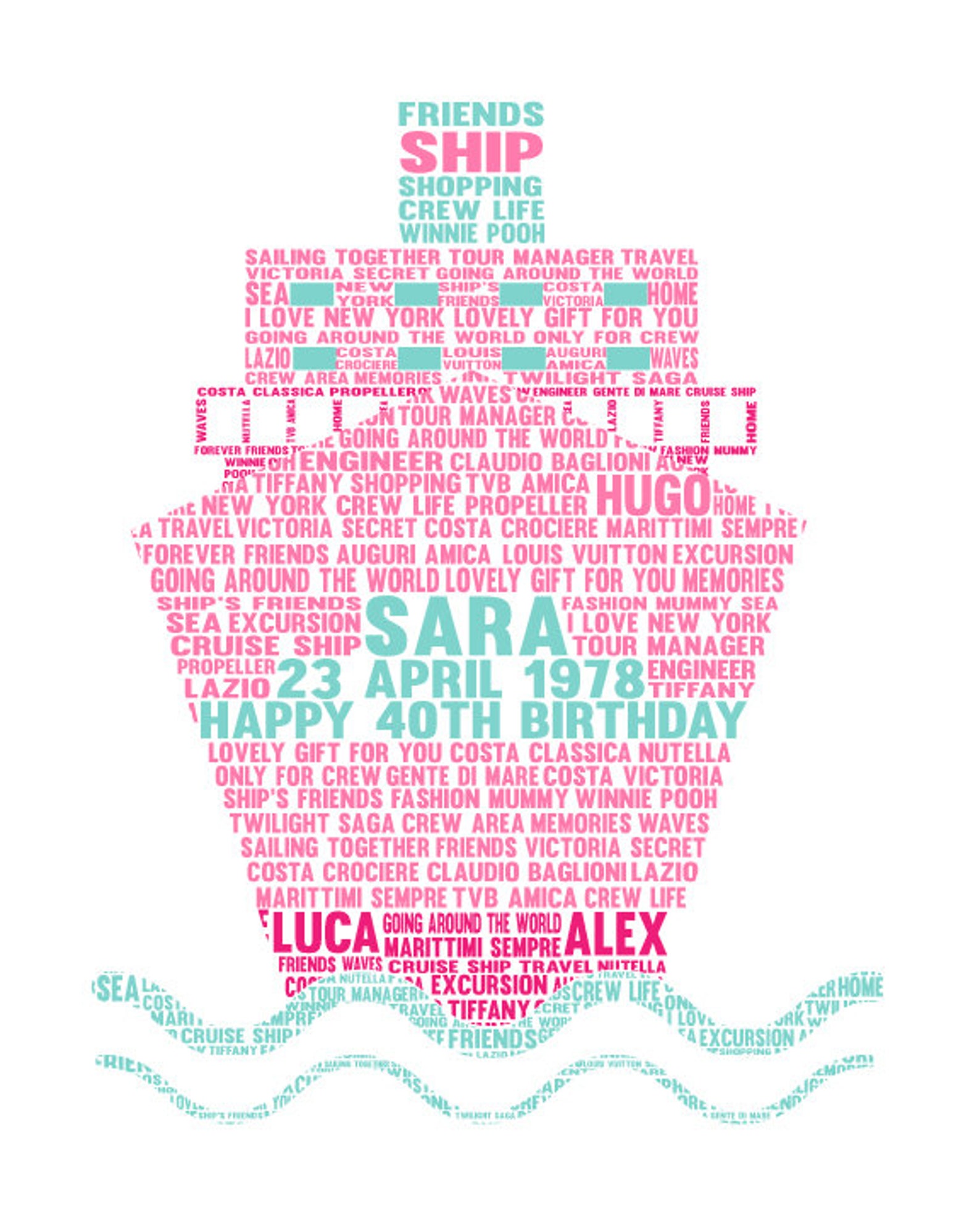 Personalised Cruise Ship Word Art Gift | Etsy