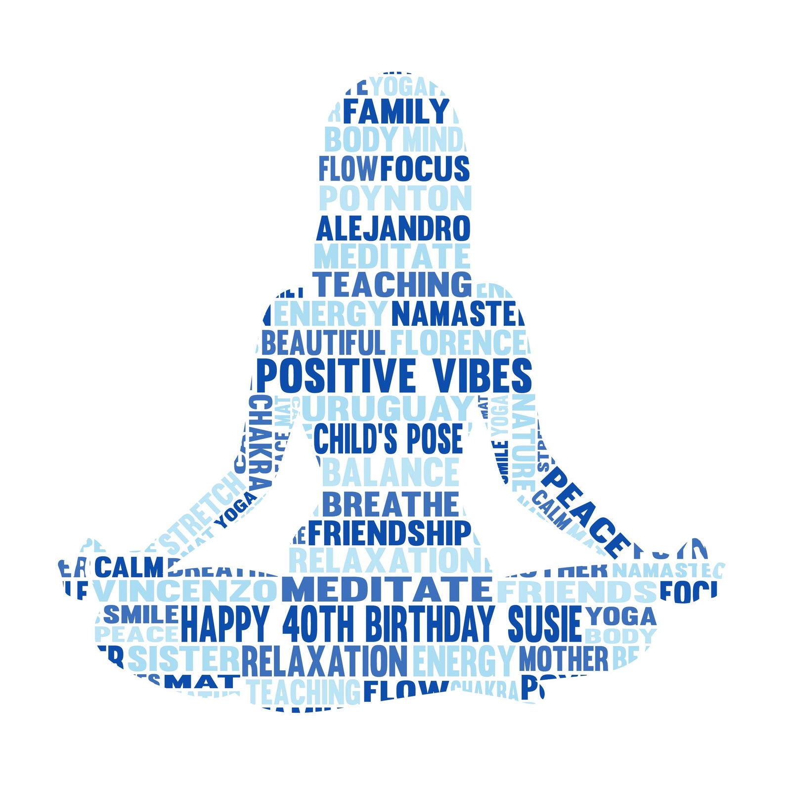 Personalised Yoga Lotus Pose Word Art Gift | Etsy