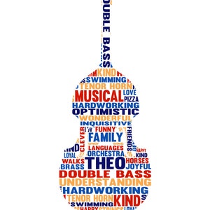 Personalised Double Bass Word Art Gift - Etsy