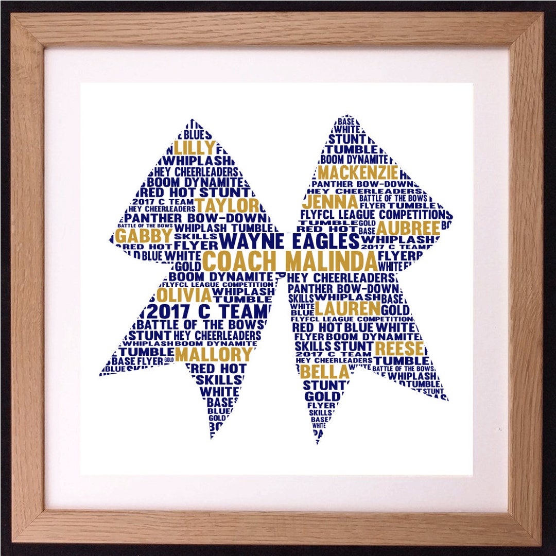 Personalised Cheerleader Bow Word Art Gift - Etsy