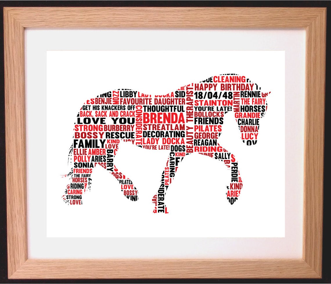 Personalised Horse Shaped Word Art Gift - Etsy UK