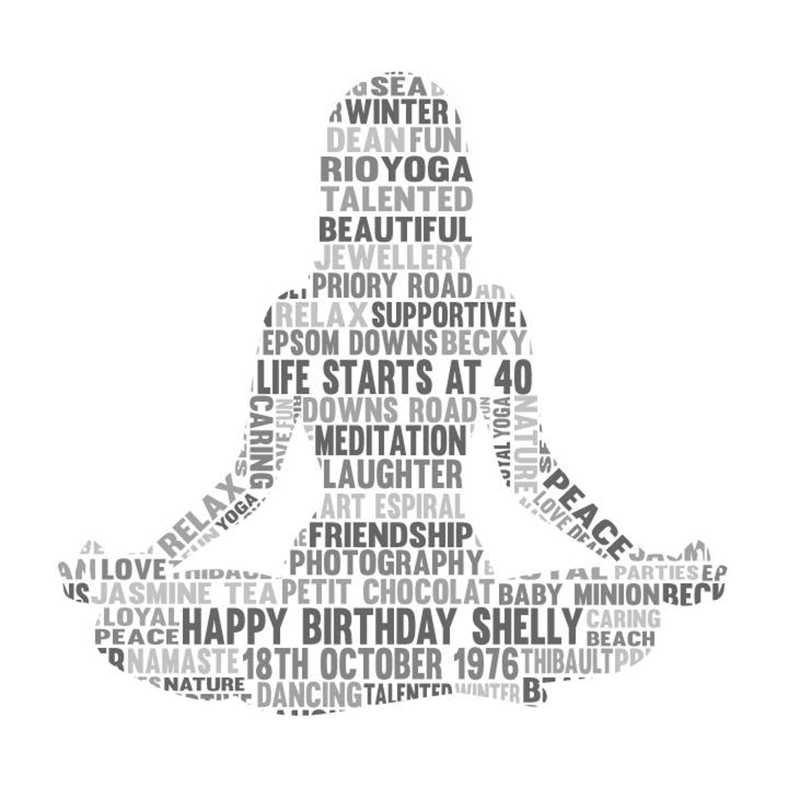 Personalised Yoga Lotus Pose Word Art Gift | Etsy