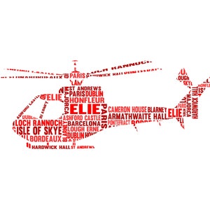 Personalised Helicopter Word Art Gift - Etsy