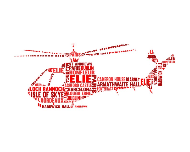 Personalised Helicopter Word Art Gift - Etsy