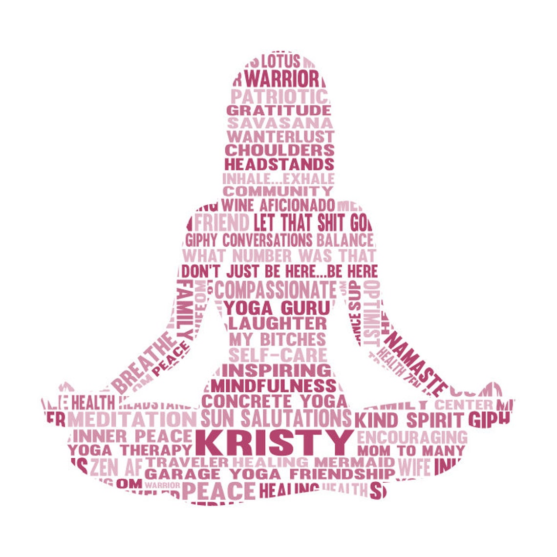 Personalised Yoga Lotus Pose Word Art Gift | Etsy