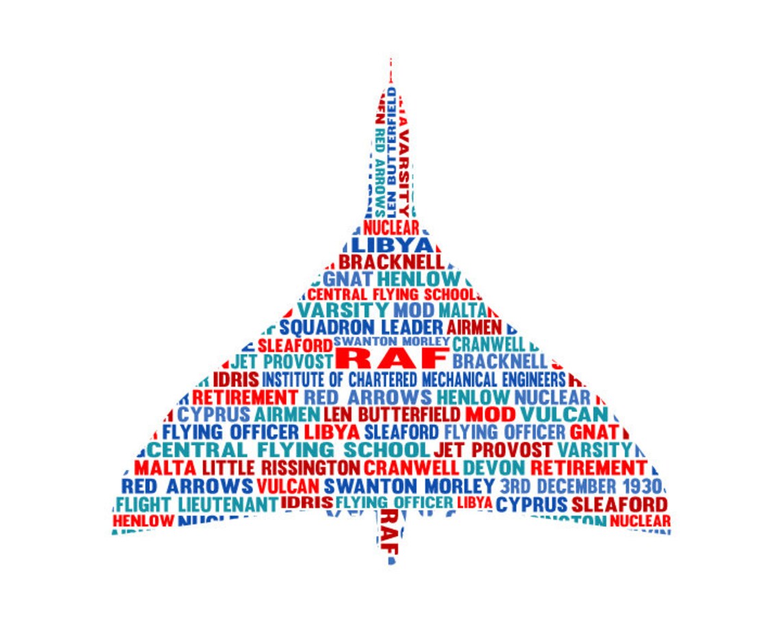 Personalised Vulcan Plane Word Art Gift - Retirement Birthday Service ...