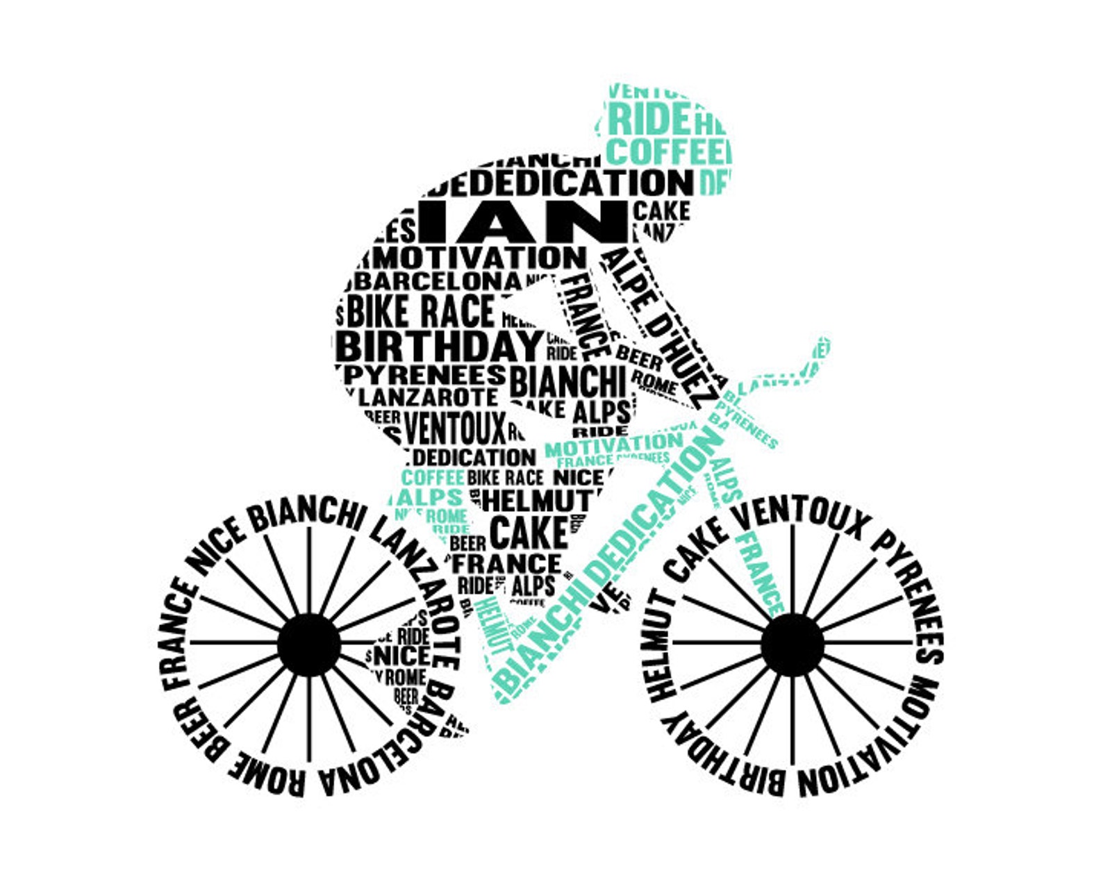 Personalised Bike / Cycling Word Art Gift - Etsy