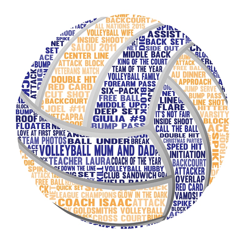 Personalised Volleyball Word Art Gift - Etsy