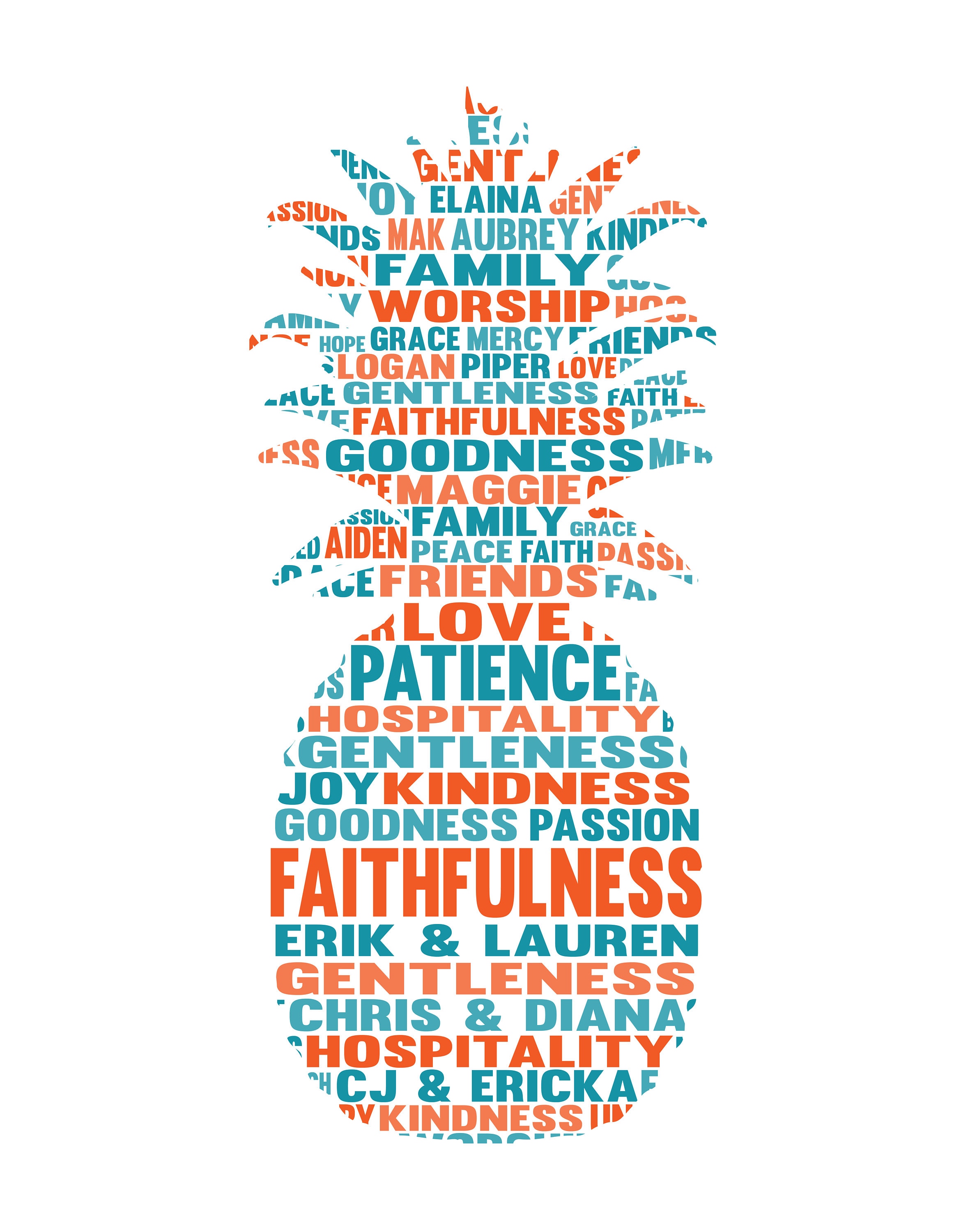 Personalised Pineapple Word Art Gift - Etsy UK