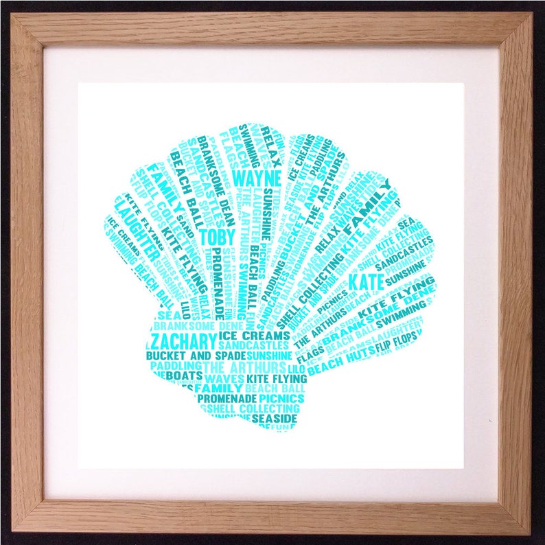 Personalised Scallop Shell Word Art Gift - Etsy UK