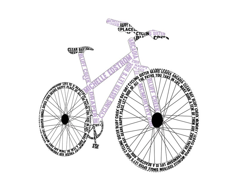 Personalised Mountain Bike Word Art Gift | Etsy