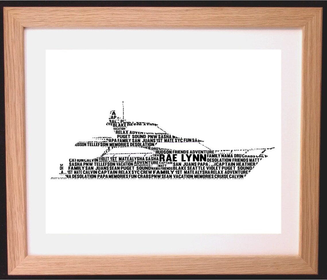 Personalised Yacht Word Art Gift - Etsy