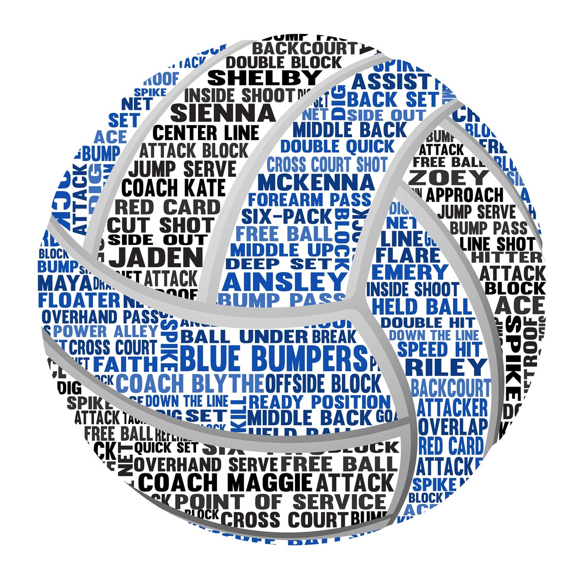 Personalised Volleyball Word Art Gift - Etsy
