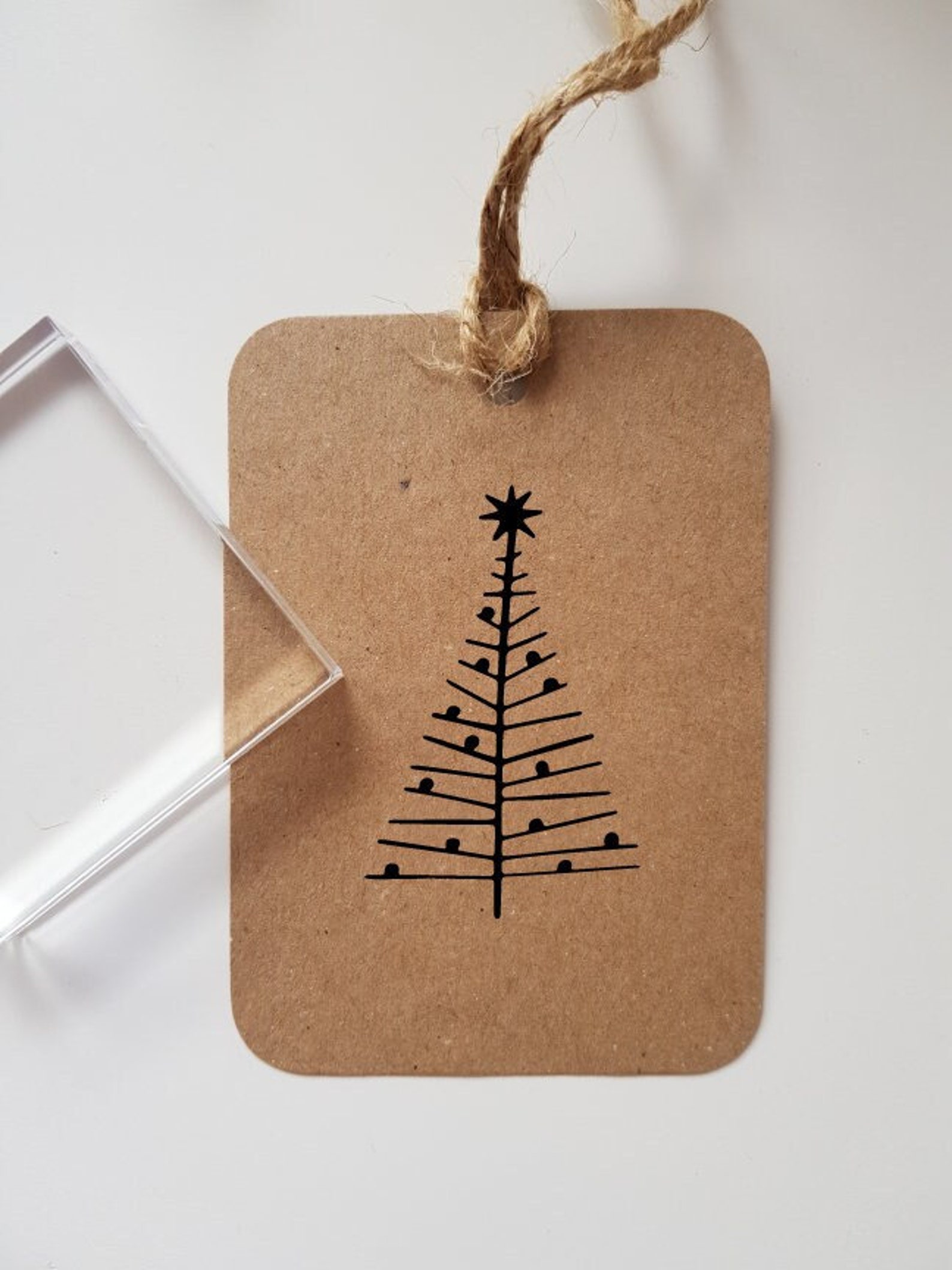 Christmas Tree Rubber Stamp for Cards, Modern Christmas Tree for Gift ...