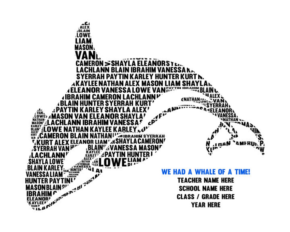 Personalised Orca Whale Word Art Gift - Etsy