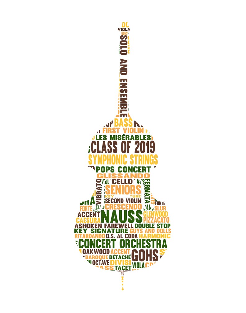 Personalised Double Bass Word Art Gift - Etsy
