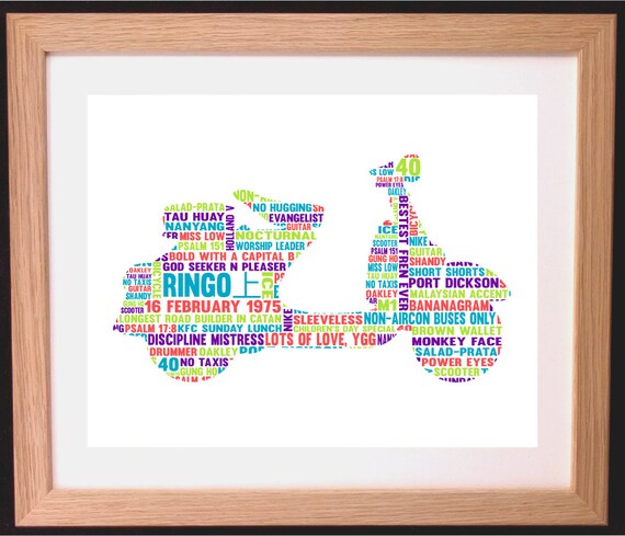 Personalised Scooter Word Art Gift | Etsy