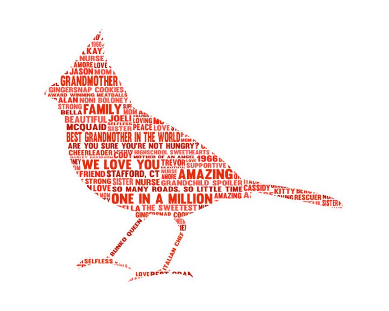 Personalised Cardinal Bird Word Art Gift Wildlife - Etsy