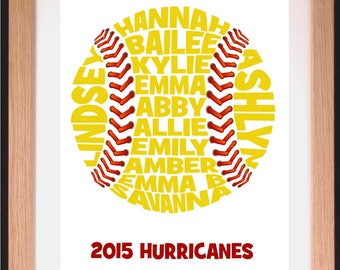 Your Custom Softball Names Word Art SVG Png Fcm Eps Dxf Ai Cut File ...