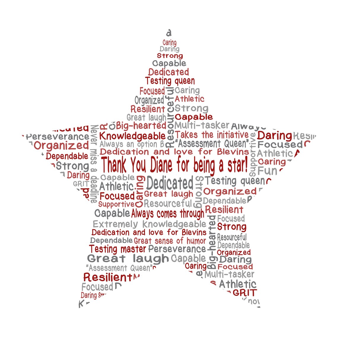 Personalised Star Shaped Teacher Appreciation Word Art Gift - Etsy