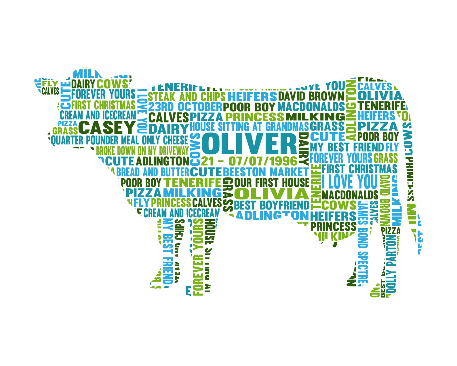 Personalised Cow Word Art Gift - Etsy UK