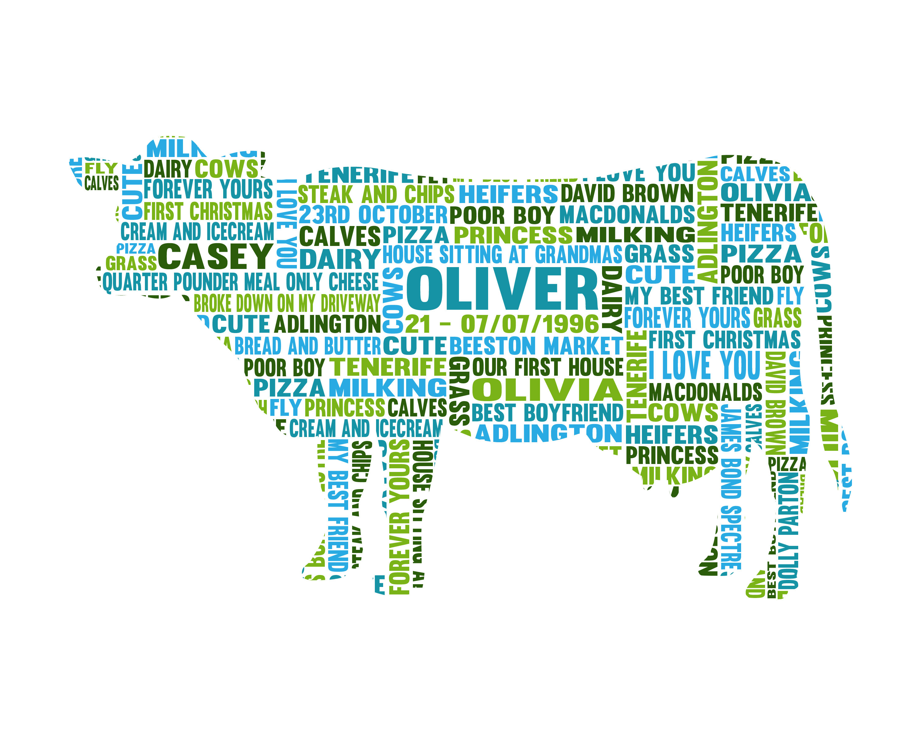 Personalised Cow Word Art Gift - Etsy