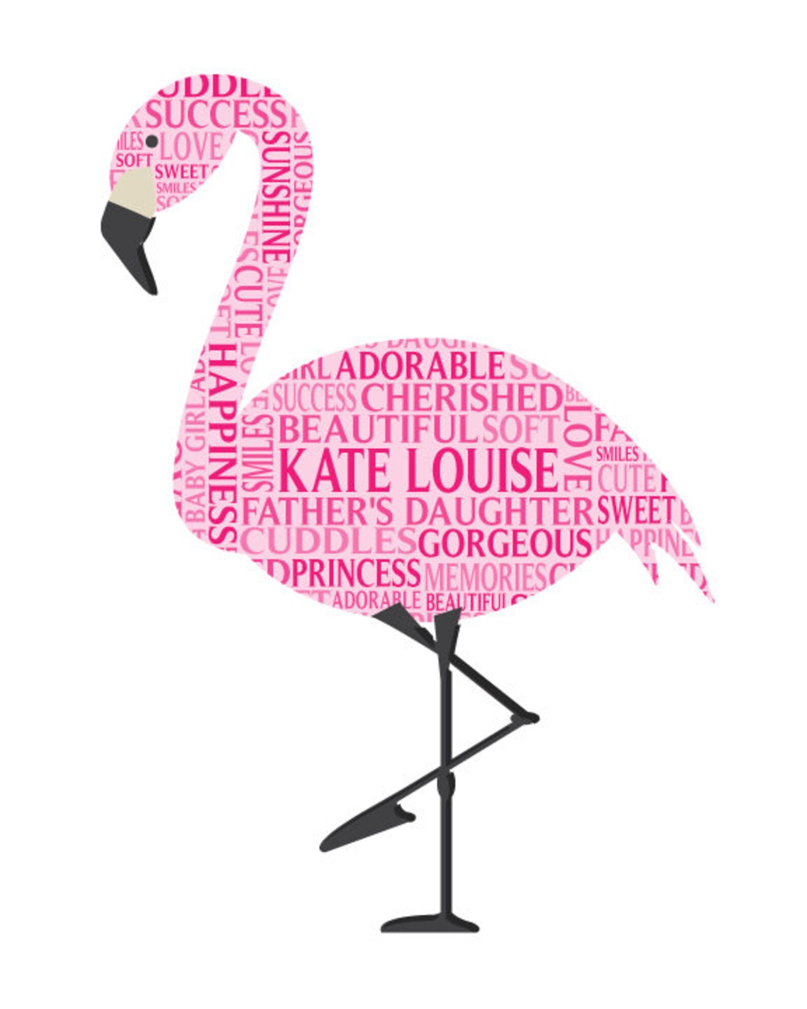 Personalised Flamingo Word Art Gift - Etsy UK