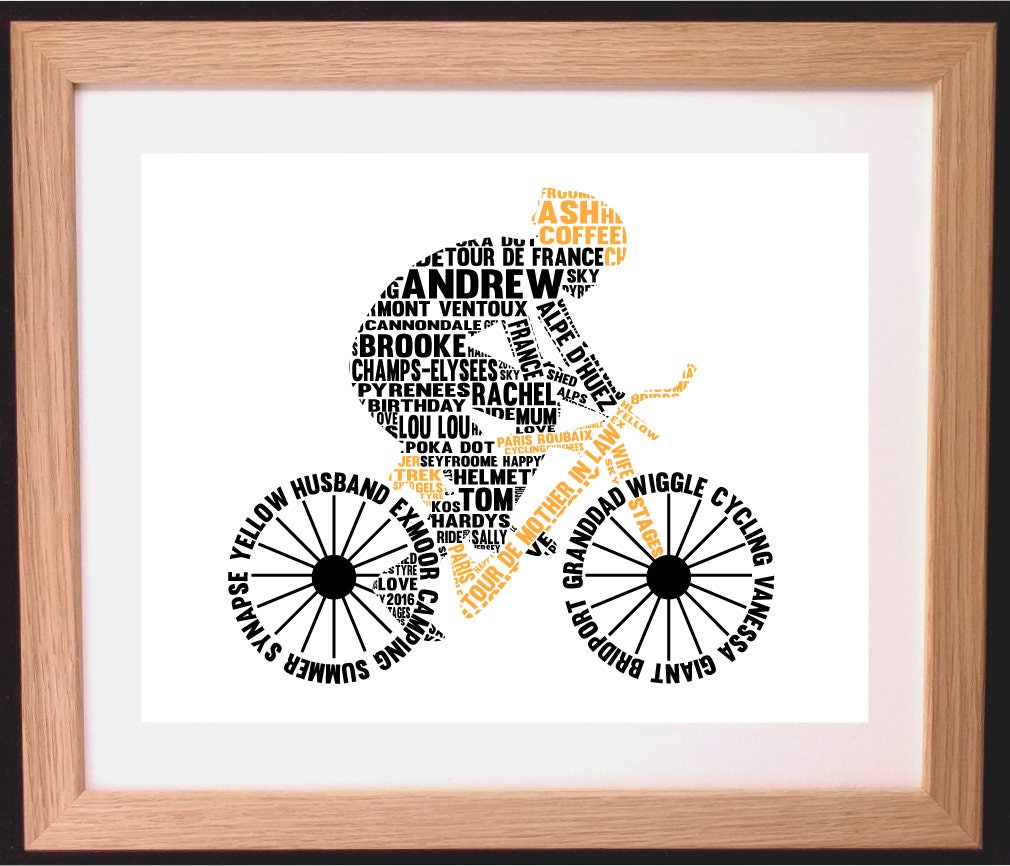 Personalised Bike / Cycling Word Art Gift - Etsy UK