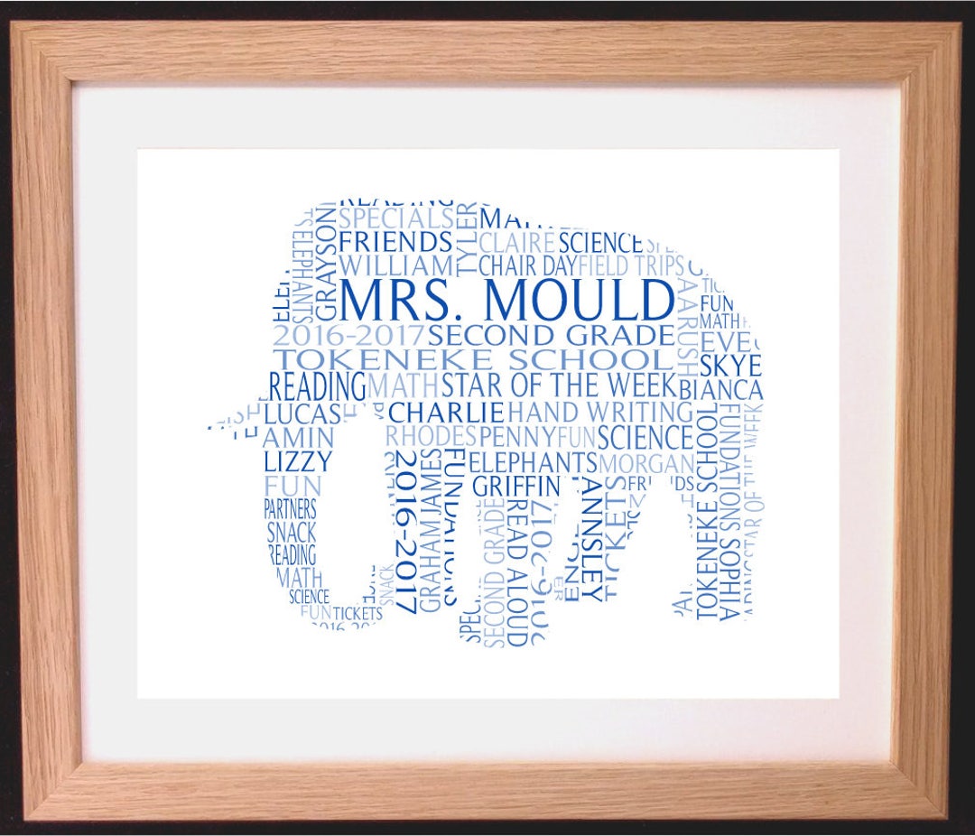 Personalised Elephant Word Art Gift - Etsy