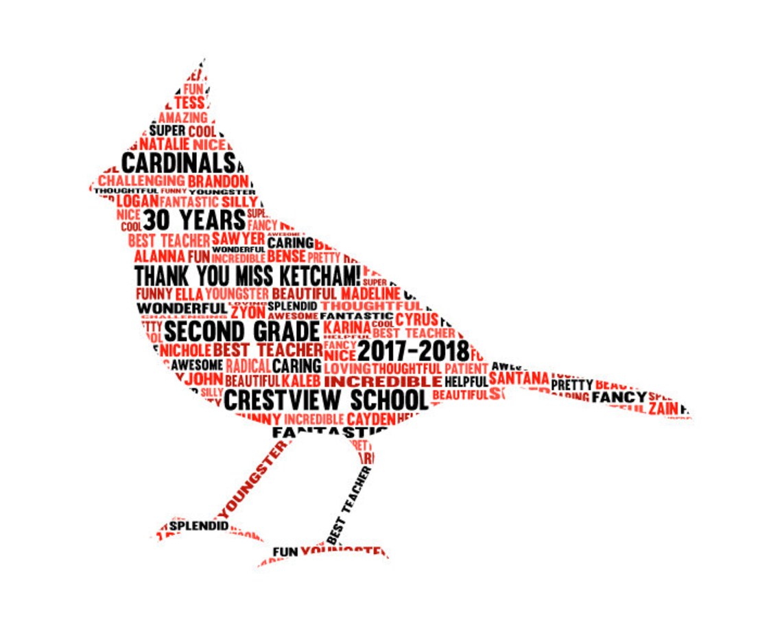 Personalised Cardinal Bird Word Art Gift Wildlife - Etsy