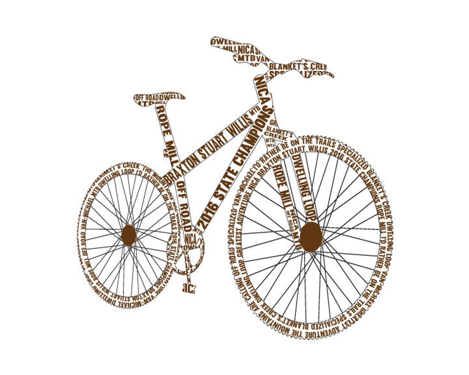 Personalised Mountain Bike Word Art Gift | Etsy